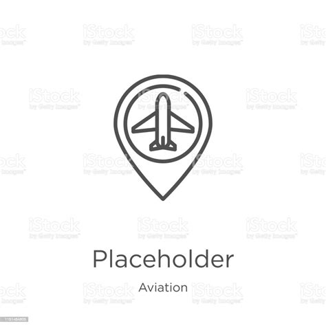 항공 컬렉션에서 자리 표시자 아이콘 벡터입니다 얇은 선 자리 표시자 개요 아이콘 벡터 일러스트 레이 션입니다 웹 사이트 디자인 및 모바일 앱 개발에 대 한 개요 얇은 라인