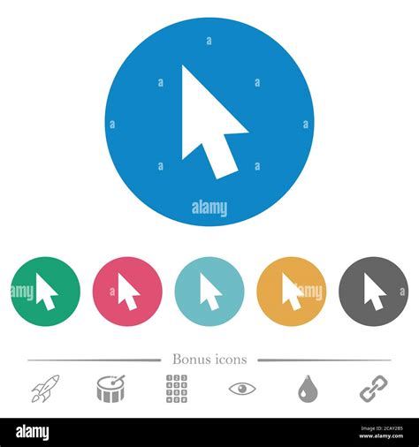 Mouse Cursor Flat White Icons On Round Color Backgrounds Bonus Icons Included Stock Vector