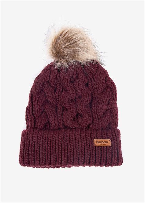 Barbour Penshaw Cable Beanie Bordeaux Humes Outfitters