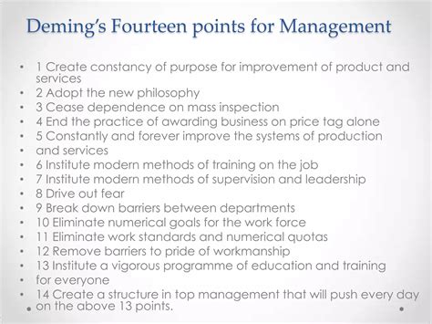 Demings 14 Principles For Tqm Pptx