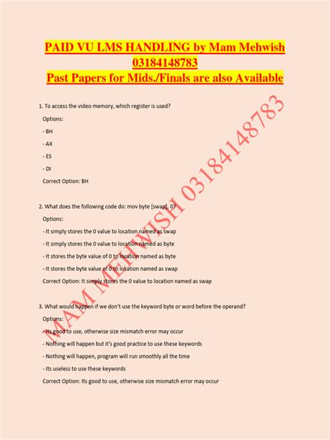 Cs401p Mcqs Mids 2024 Mam Mehwish Pdf Computer Hardware Computer Architecture
