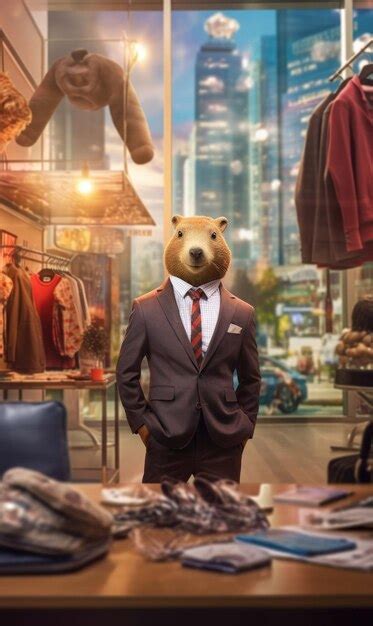 Premium Ai Image Beaver Dressed In A Suit Like A Businessman Generative Ai