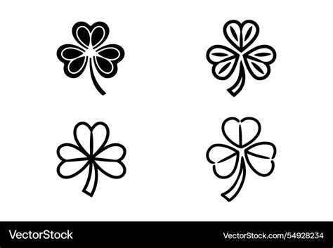 Simple Black Outline Cloverleaf Design Royalty Free Vector