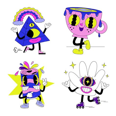 Free Vector Acid Psychedelic Stickers Collection