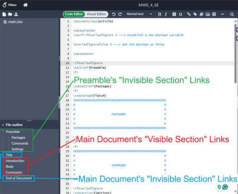 Sectioning Using Overleaf How Can I Put ` Section{}` Commands In The