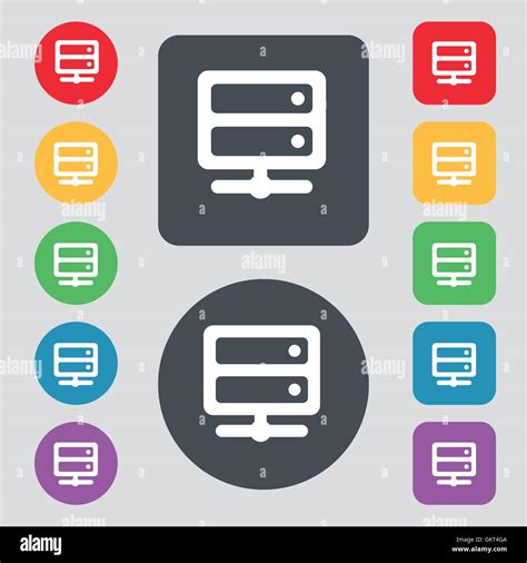 Server Icon Sign A Set Of Colored Buttons Flat Design Vector Stock Vector Image Art Alamy