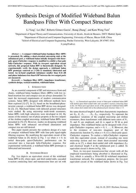 Pdf Synthesis Design Of Modified Wideband Balun Bandpass Filter With Compact Structure