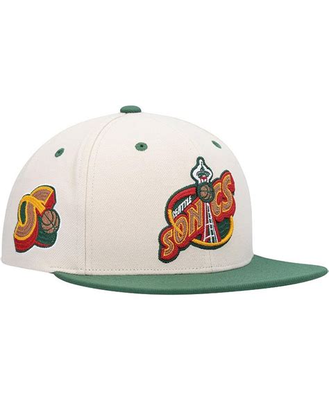 Mitchell And Ness Mens Cream Green Seattle Supersonics Hardwood