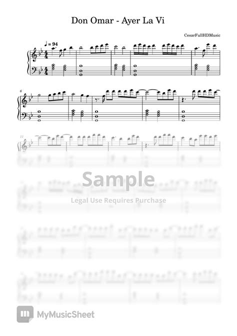 Don Omar Ayer La Vi Sheets