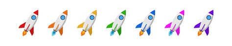 로켓 발사 아이콘입니다 우주선 컬러 벡터 기호 간단한 플랫 시작 아이콘입니다 우주 비행사 일러스트 세트 우주선 웹 아이콘 개념에 대한 스톡 벡터 아트 및 기타 이미지