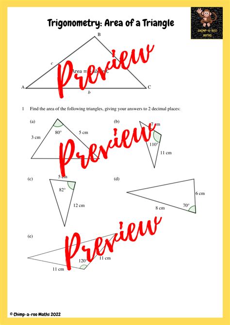 Trigonometry Area Of A Triangle Teaching Resources