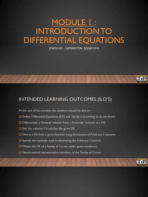 Emath 003 Module 1 Introduction To Differential Equations Pdf Equations Derivative