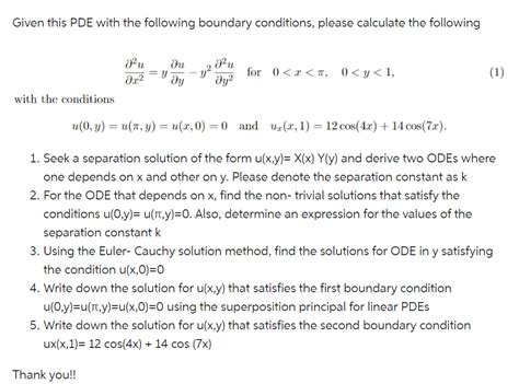 Solved Given This Pde With The Following Boundary