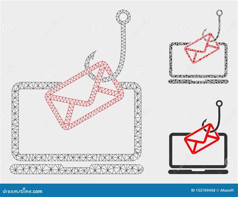 Laptop Mail Phishing Vector Mesh Wire Frame Model And Triangle Mosaic Icon Stock Vector