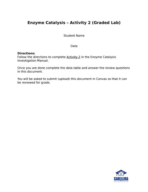 Enzyme Catalysis Pre Lab At Roberta Warren Blog