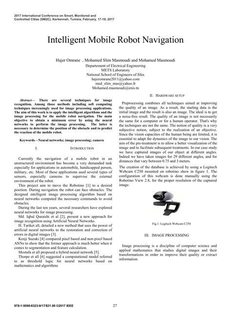 Pdf Intelligent Mobile Robot Navigation