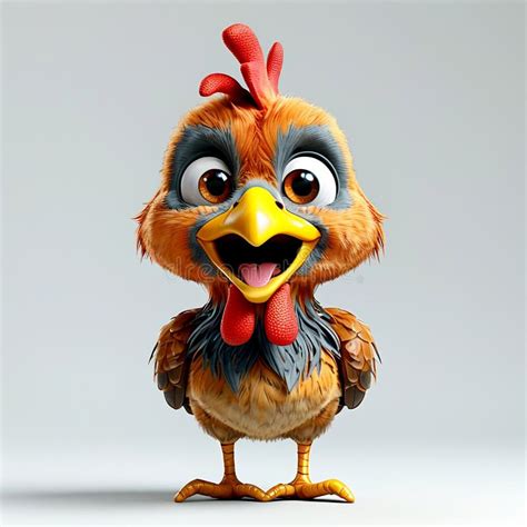 A Cheerful Cartoon Chicken Character Showcasing Vibrant Colors And