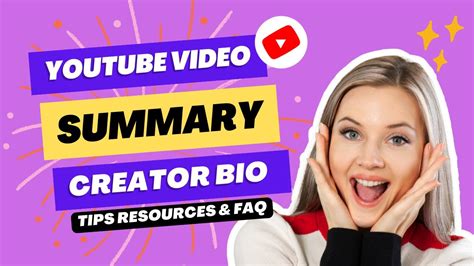 How To Generate Youtube Video Summary Creator Bio Tips Resources And Faq Youtube