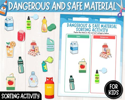 Dangerous And Safe Material Sorting Activity Cut And Paste Safe And