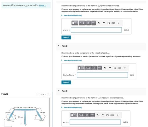 Solved Member Ab Is Rotating At ωab 6 6rad S Figure 1