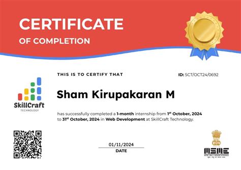 Sham Kirupakaran Murugesan On Linkedin Webdevelopment Skillcrafttechnology Internshipjourney