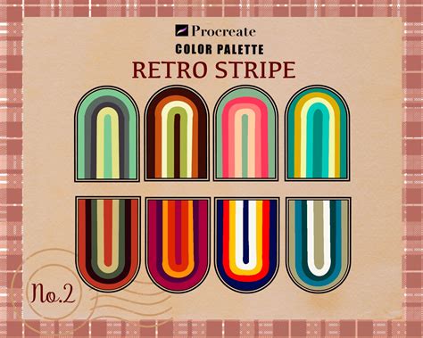 Retro Color Procreate Color Palette Retro Stripe Palette Stripe Pattern 30 Procreate Swatches