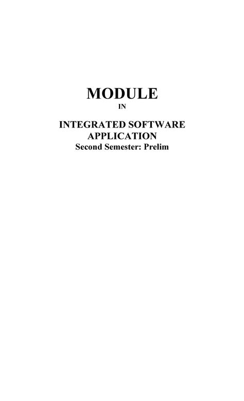 Module 1 Integrated Software Module In Integrated Software Application Second Semester Prelim Module 1 Integrated Software Module In Integrated Software Application Second Semester Prelim