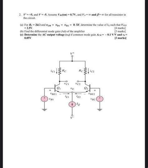 solved 2 v 5 and v 5 assume vbe on 0 7v and va ∞