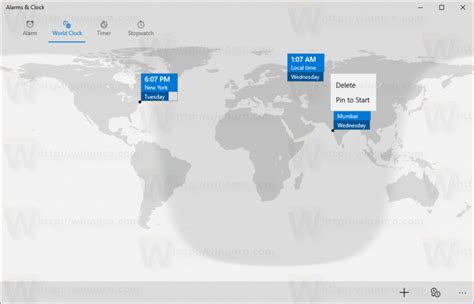 Pin World Clock Tile To Start Menu In Windows