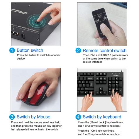 Buy KCEVE HDMI KVM Switch 2 Port USB And HDMI 4K 60Hz Switch Adapter Box For 2 Computers Share