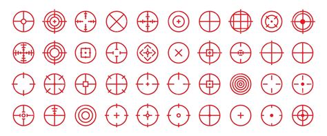 Premium Vector Red Target Thin Line Vector Icon Set