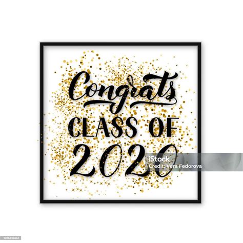 골드 색종이와 프레임 배경으로 2020 문자의 클래스를 축하합니다 졸업생 타이포그래피 포스터를 축하합니다 인사말 카드 배너 스티커 라벨 티셔츠 등을위한 벡터 템플릿 졸업식에