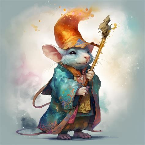 Premium Ai Image Wise Mystical Wizard Mouse Ai Generative Illustration