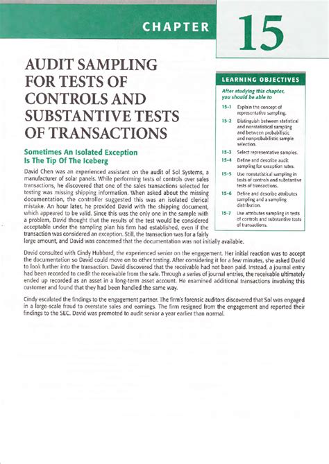 15 Ch 15 Audit Sampling For Tests Of Controls And Substantive Tests Of Transactions