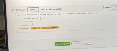 solved use implicit differentation to find an equation of