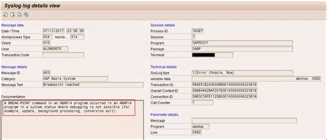 Solved Breakpoint Reached Sm21 Error In Program Sapmssy1 Sap Community