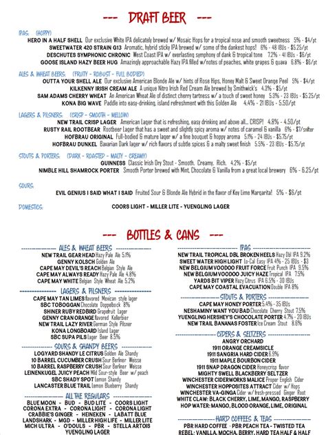 Draft Beer Menu Tipsy Turtle Pub Sports Bar Catering Nepa