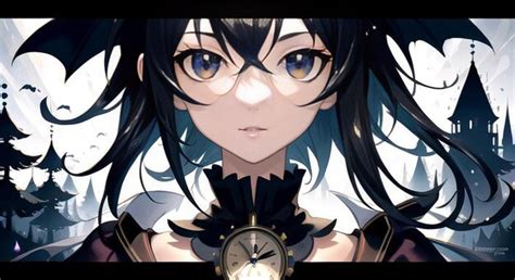 Chica De Anime Gótica Con Tema De Relojería Generada Por Ia Con Cabello