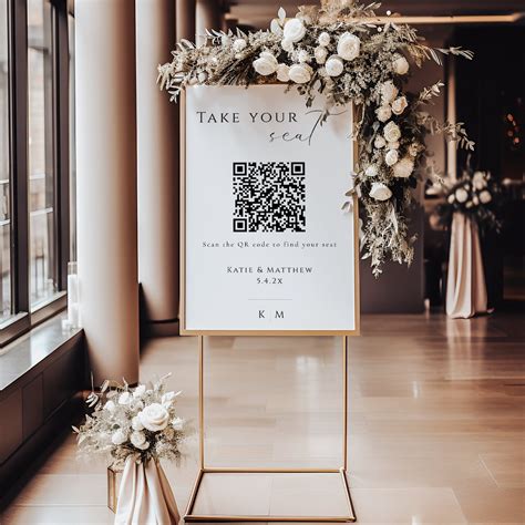 Seating Chart QR Code QR Code Wedding Seating Chart Take Your Seat Sign Template Modern