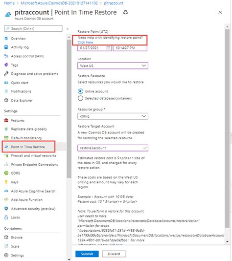 Restore An Account That Uses Continuous Backup Mode Azure Docs