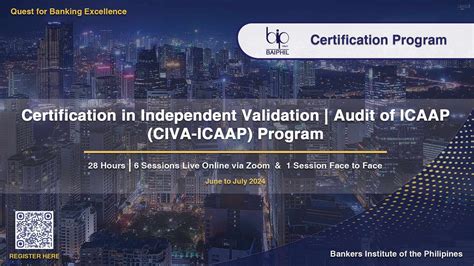 Certification In Independent Validation Audit Of Icaap Civa Icaap