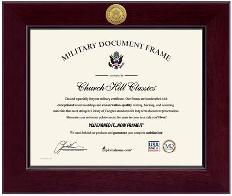 Army Gear United States Army Century Gold Engraved Certificate Frame Horizontal Military