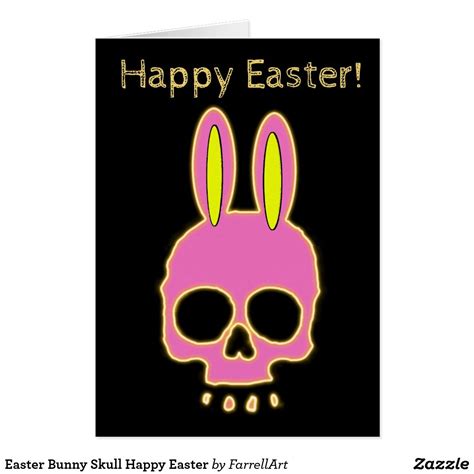 Easter Bunny Skull Happy Easter Card Happy Easter Card Holiday Design Card Happy Easter