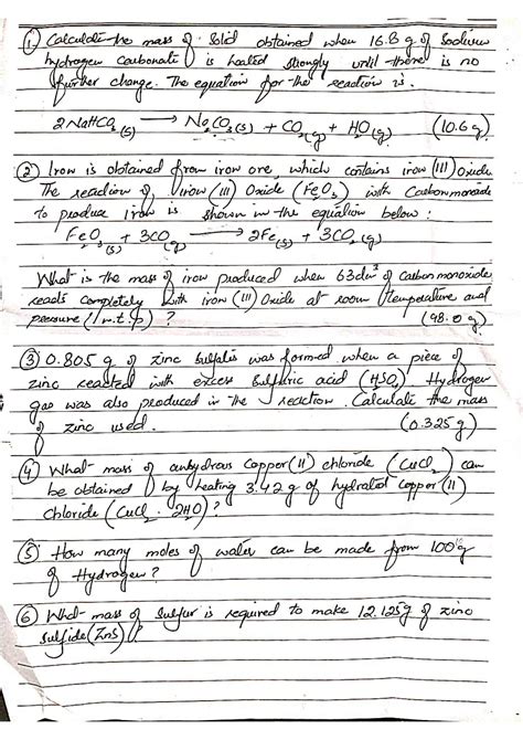Solution Igcse Gce Mole Stoichiometry Studypool