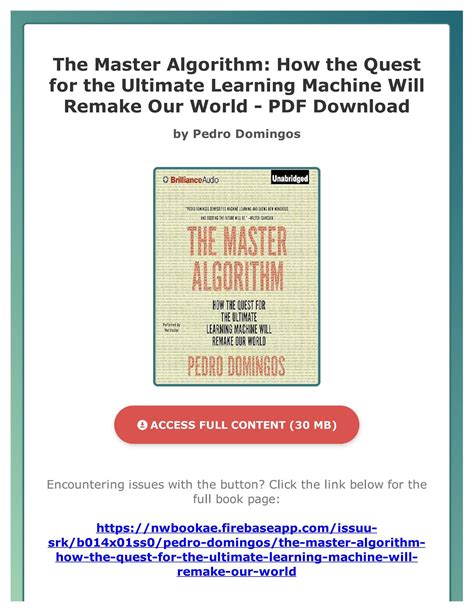 Free Pdf The Master Algorithm How The Quest For The Ultimate Learning Machine Will Remake Our