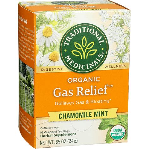 Traditional Medicinals Gas Relief Caffeine Free Tea Organic 16 Bags
