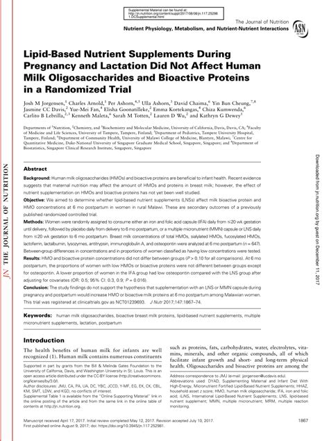 Pdf Lipid Based Nutrient Supplements During Pregnancy And Lactation Did Not Affect Human Milk