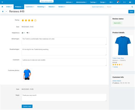 Product Reviews — Cs Cart 418x Documentation