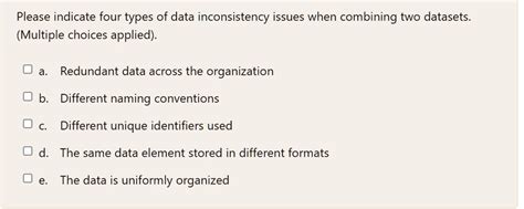 Solved Please Indicate Four Types Of Data Inconsistency Issues When