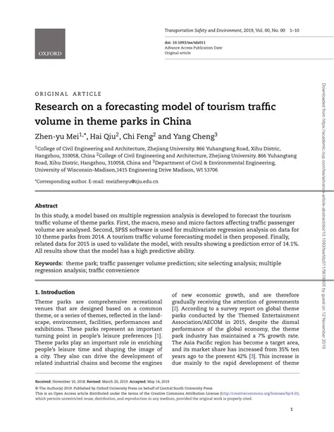 Pdf Research On A Forecasting Model Of Tourism Traffic Volume In Theme Parks In China